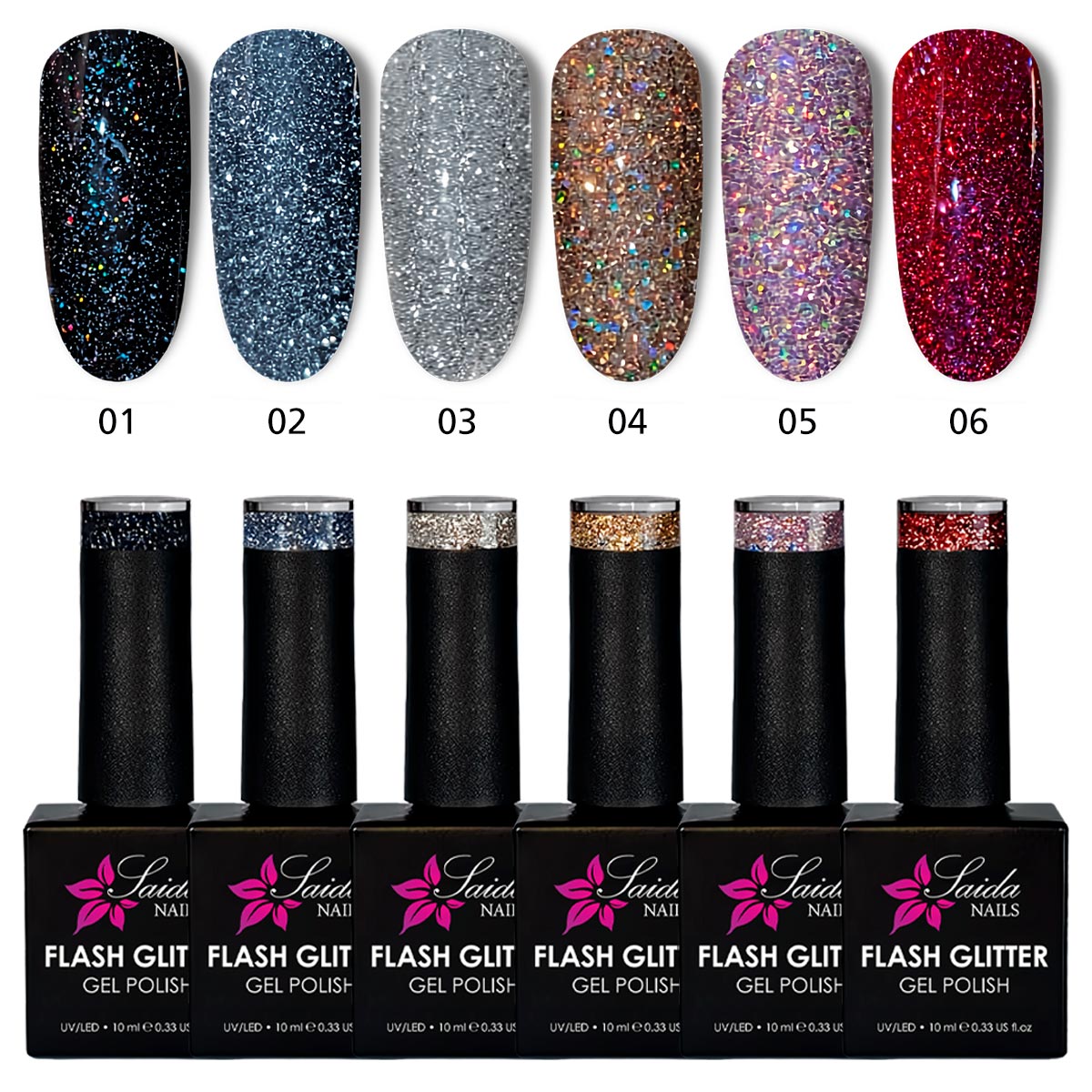 Flash Glitter Gel Polish 02 - SKY FLASH - Saida Nails - Your online store for nail design